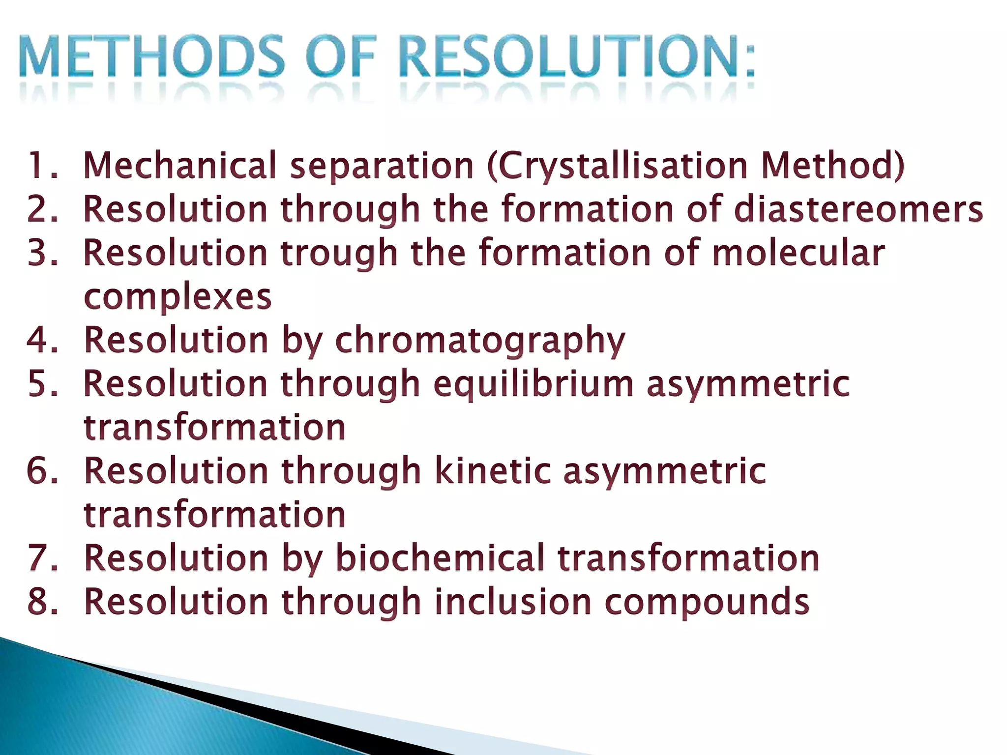 Racemisation and method of resolution | PPTX
