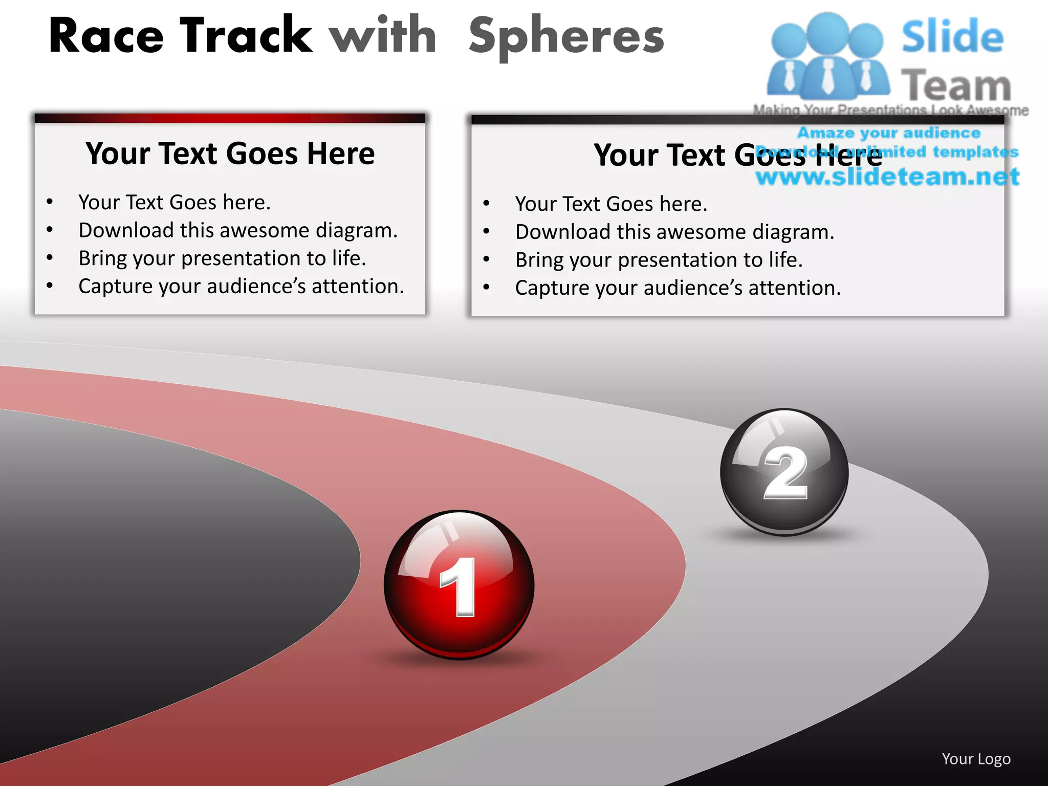 Race track with spheres powerpoint presentation slides db ppt templates ...