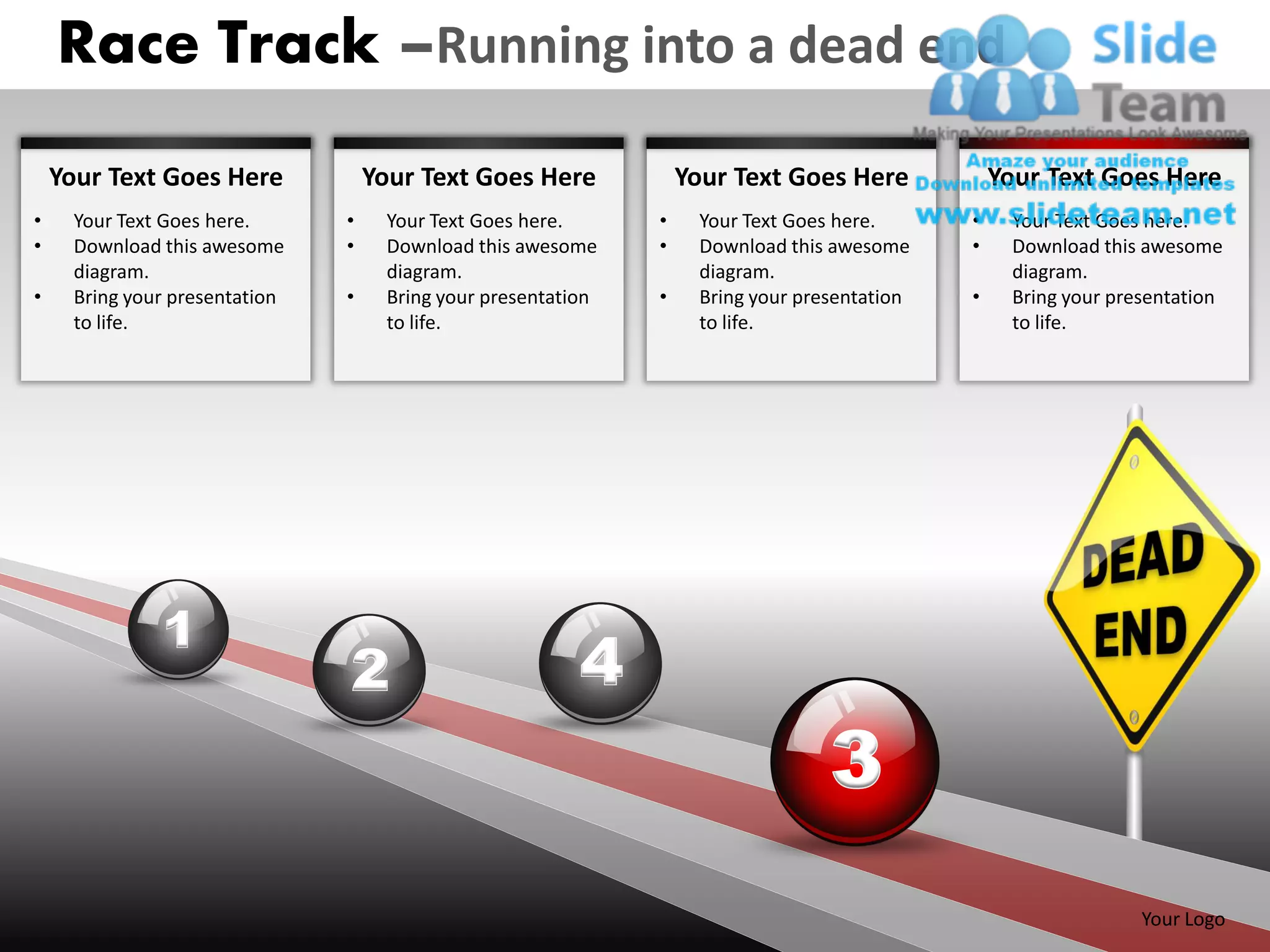 Race track with spheres powerpoint presentation slides db ppt templates ...