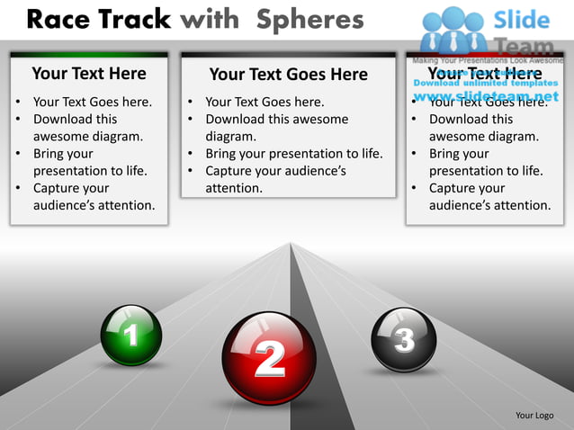Race track with spheres powerpoint presentation slides db ppt templates ...