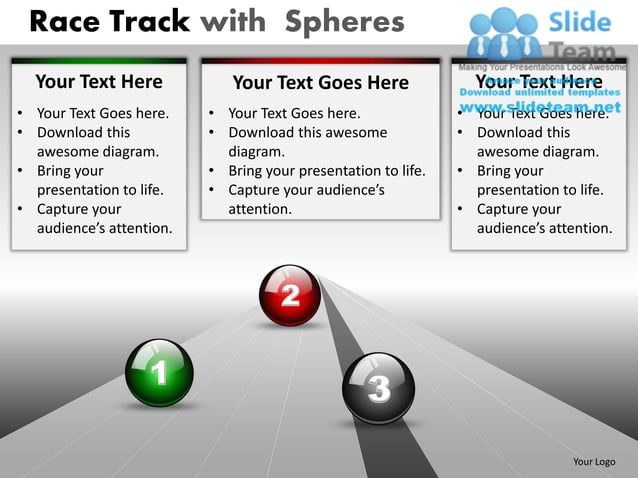 Race track with spheres powerpoint presentation slides db ppt templates ...