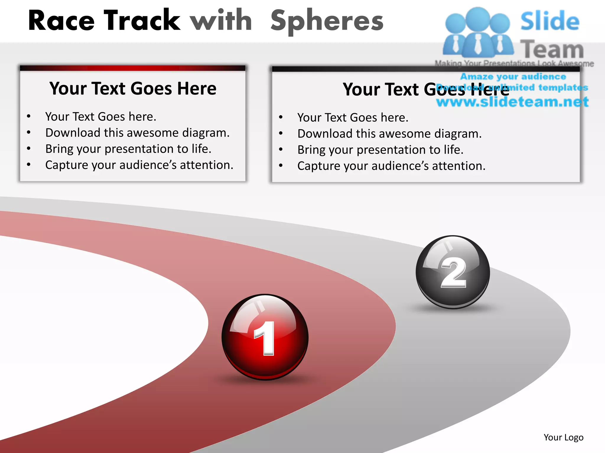 Race track with spheres powerpoint presentation slides ppt templates | PDF