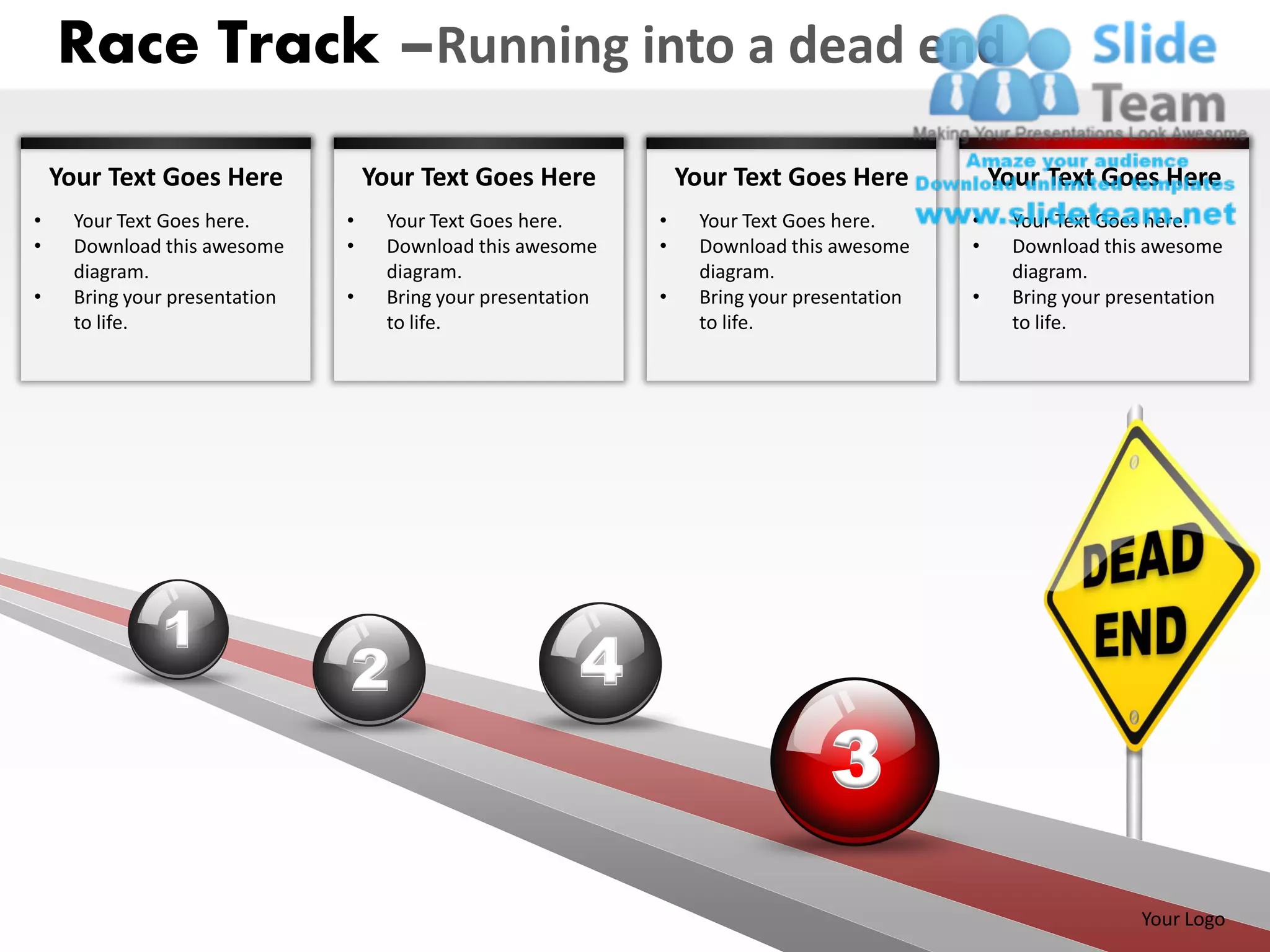 Race track with spheres powerpoint presentation slides ppt templates | PDF