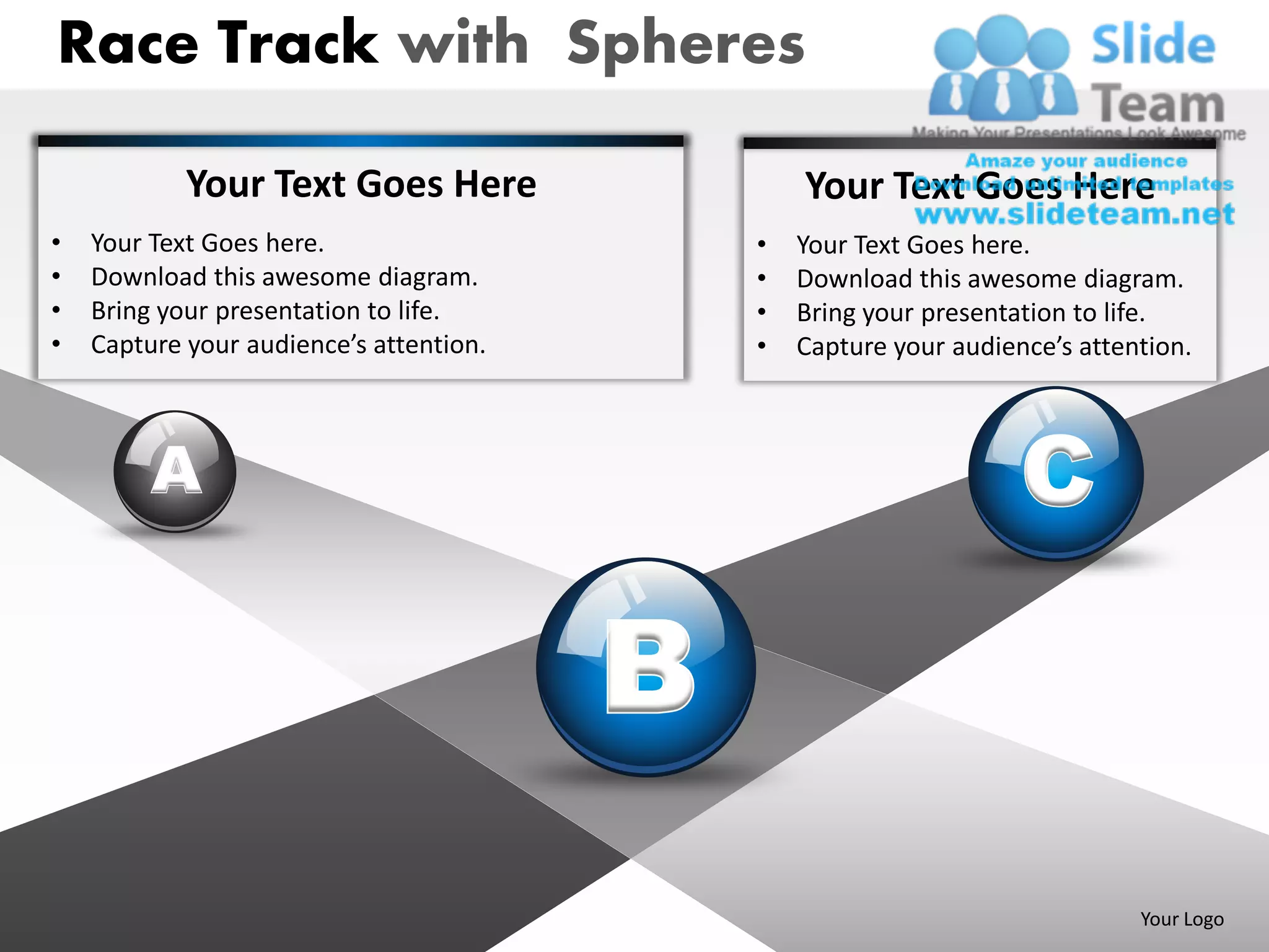 Race track with spheres powerpoint presentation slides ppt templates | PDF