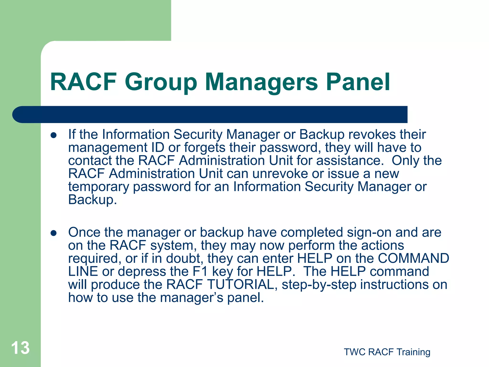RACF Managers Operating Standards_Procedures.ppt