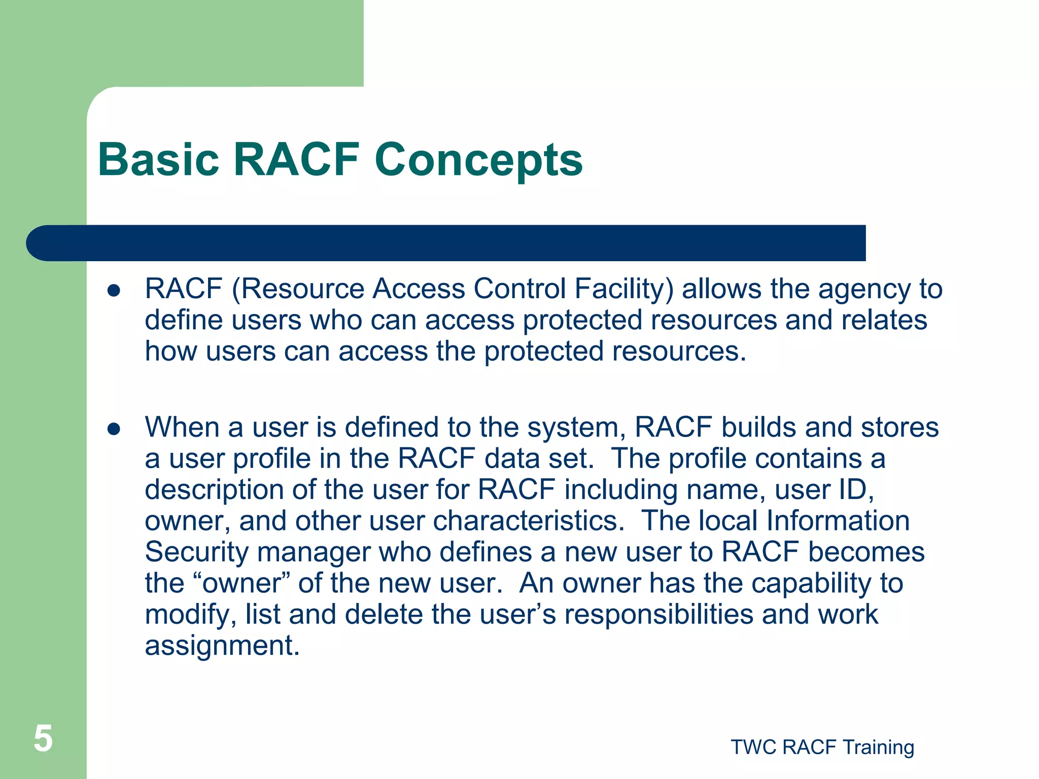 RACF Managers Operating Standards_Procedures.ppt | Operating Systems | Computer Software and ...