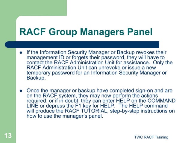 RACF Managers Operating Standards_Procedures.ppt