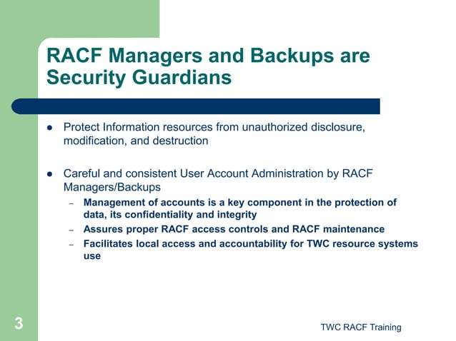 RACF Managers Operating Standards_Procedures.ppt