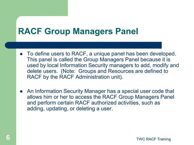 RACF Managers Operating Standards_Procedures.ppt