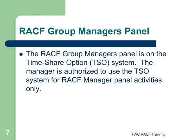 RACF Managers Operating Standards_Procedures.ppt