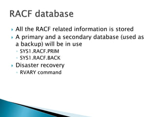 Resource Access Control Facility (RACF) in Mainframes | PPTX
