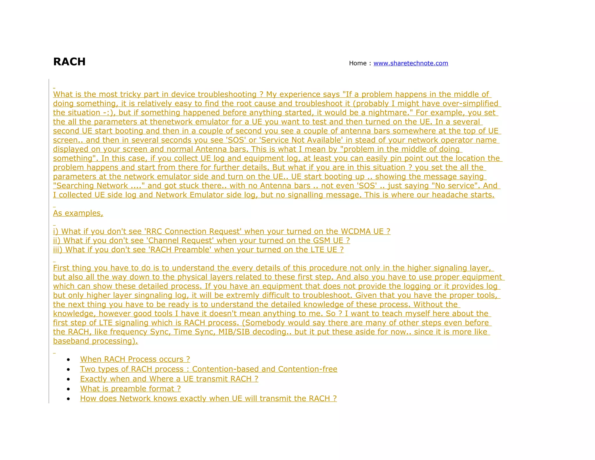 RACH procedure in LTE | DOC