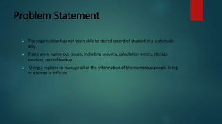 Presentation on Hostel Management System | PPTX