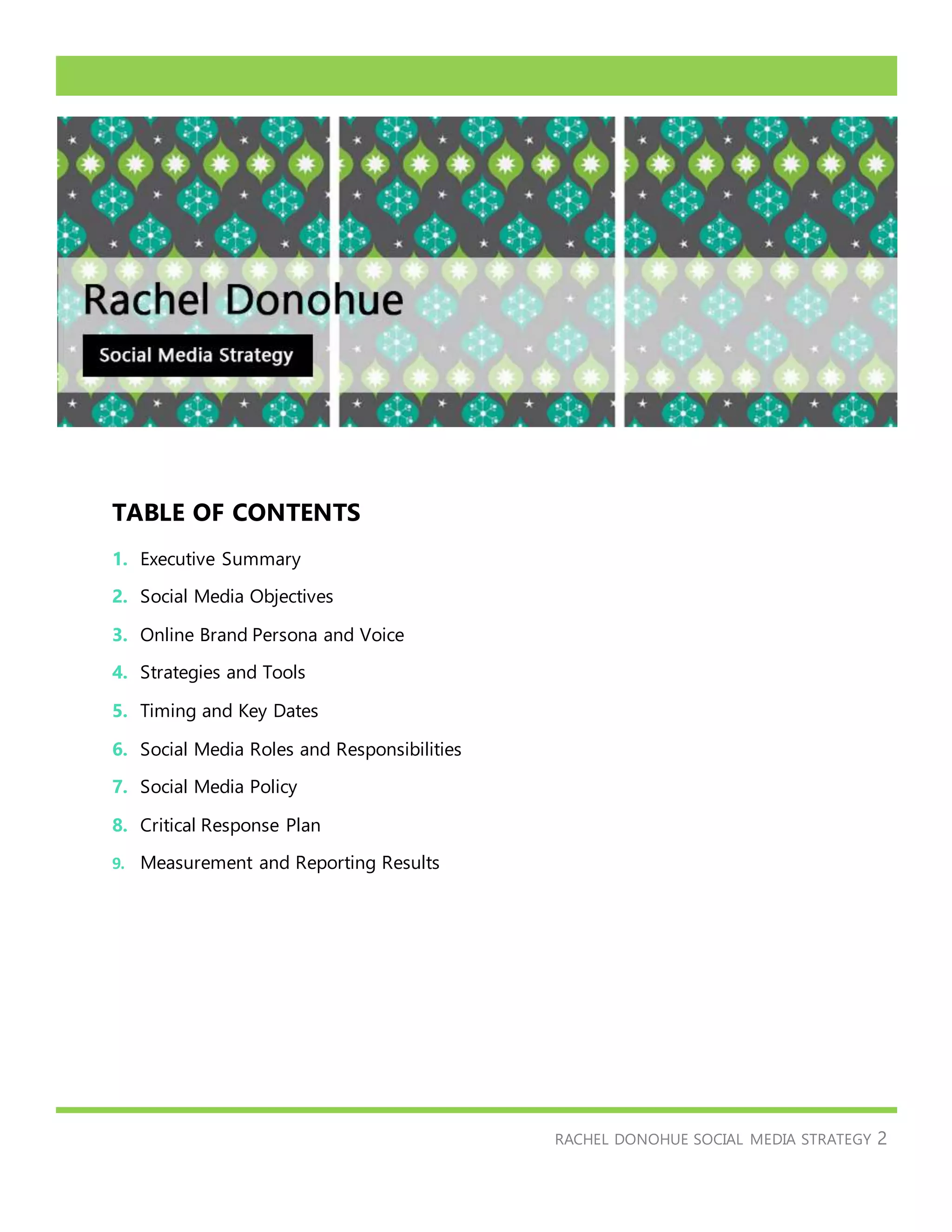 Rachel Donohue Social Media Strategy Plan | DOCX