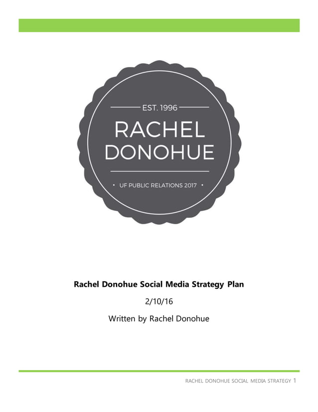 Rachel Donohue Social Media Strategy Plan | DOCX