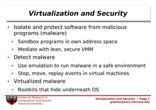 Rachel Greenstadt: Security and Virtualized Environments: An Overview | PDF