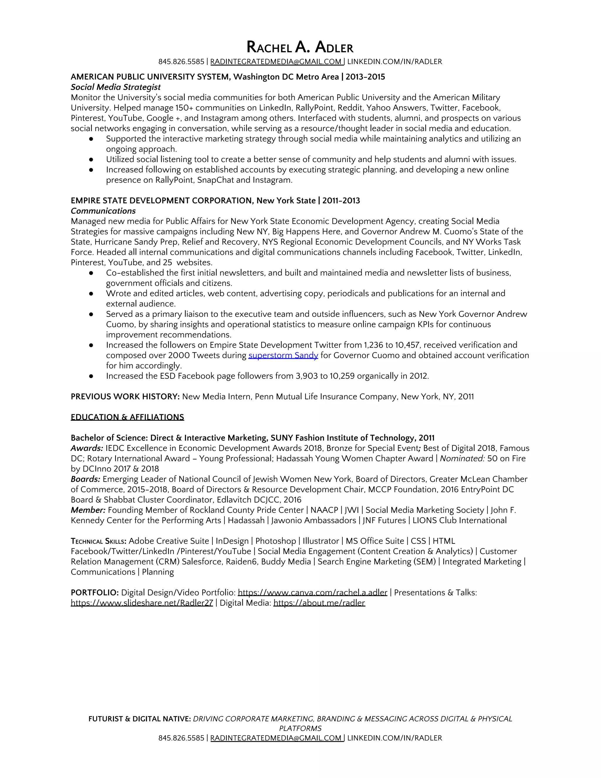 Rachel A. Adler Resume | PDF