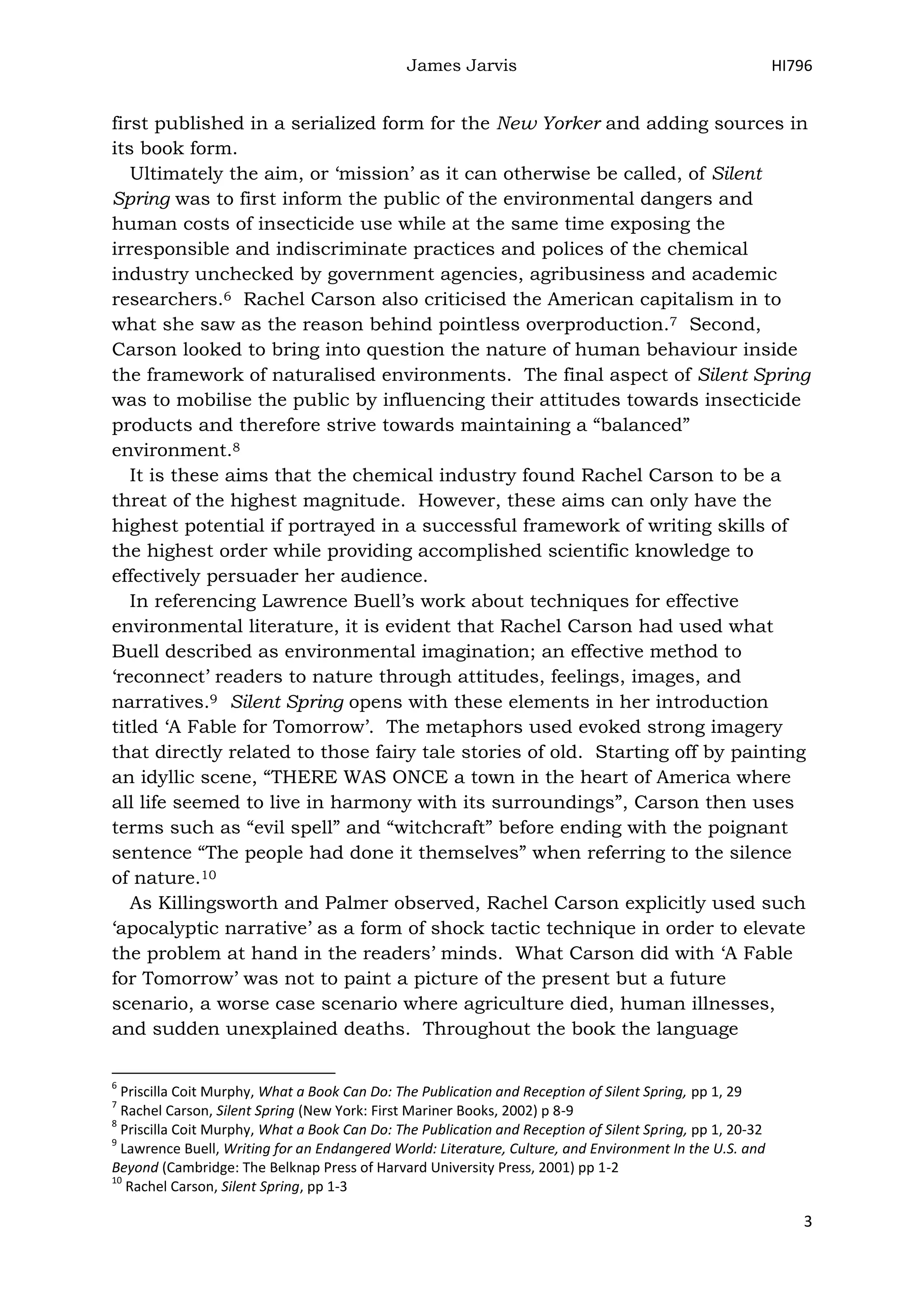 Silent Spring: Rachel Carson's impact on the chemical industry | DOCX