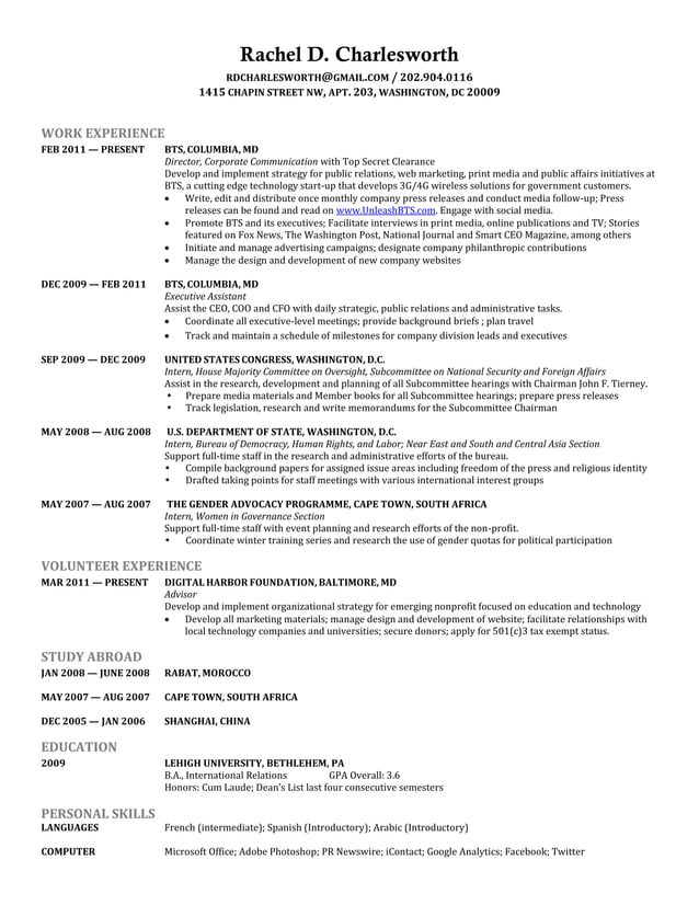 Rachel Charlesworth CV | PDF | Undergraduate Education | College Education