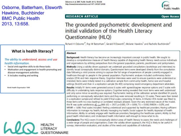 The Health Literacy Questionnaire (HLQ): A new approach to measuring ...