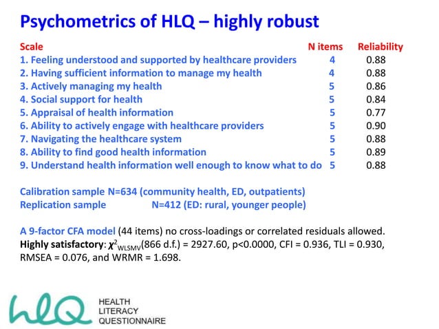 The Health Literacy Questionnaire (HLQ): A new approach to measuring ...