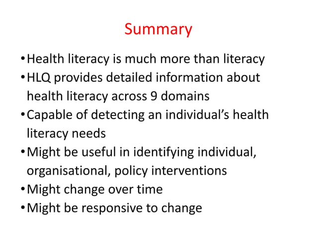 The Health Literacy Questionnaire (HLQ): A new approach to measuring ...