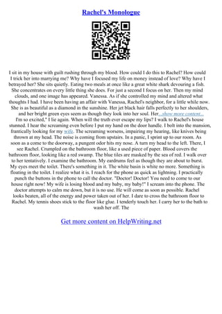 Rachel Scott Essay