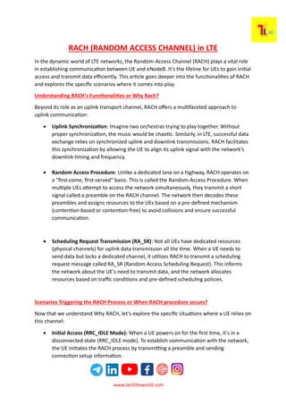 RACH (RANDOM ACCESS CHANNEL) in LTE | TechLTE World | PDF