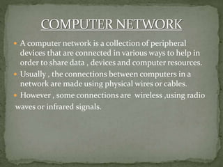 PPT ON COMPUTER NETWORK AND IT'S TYPES. | PPTX