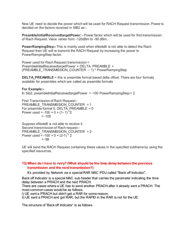 Rach procedure in lte | DOCX | Computer Networking | Computing