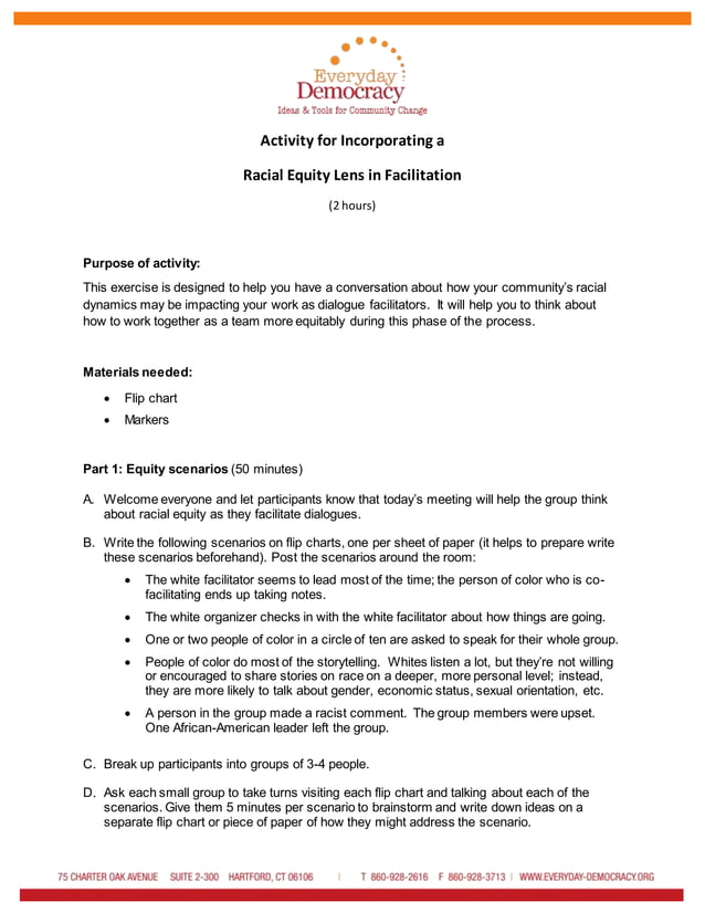 Activity for Incorporating a Racial Equity Lens in Facilitation | PDF