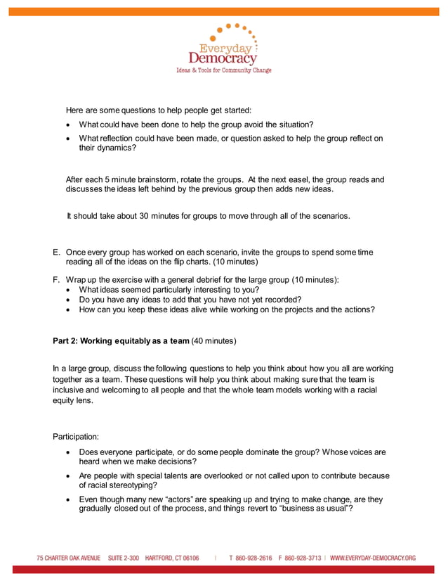 Activity for Incorporating a Racial Equity Lens in Facilitation | PDF