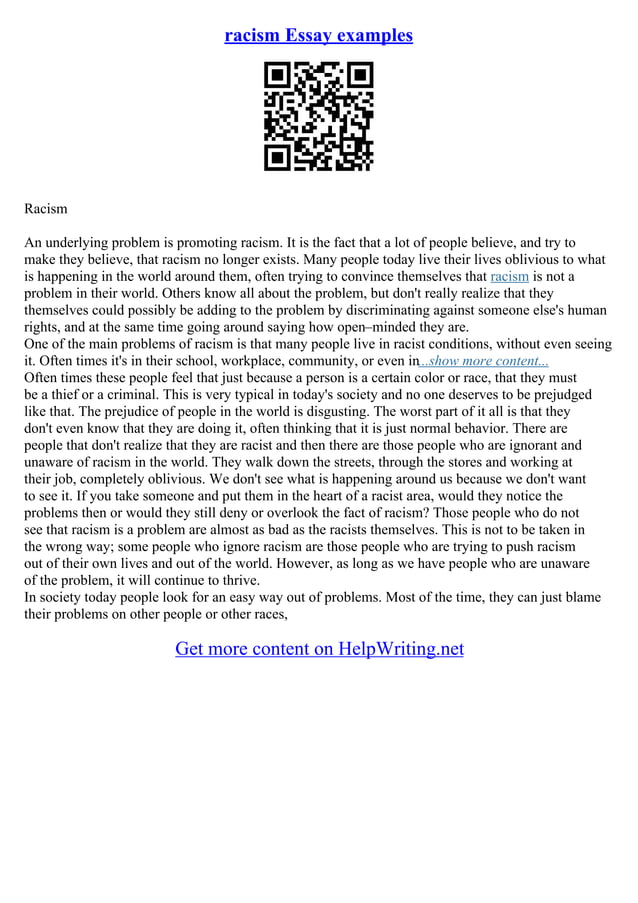 Racial Discrimination Essay Examples | PDF