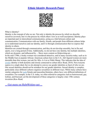 Racial Identity And Ethnic Identity | PDF