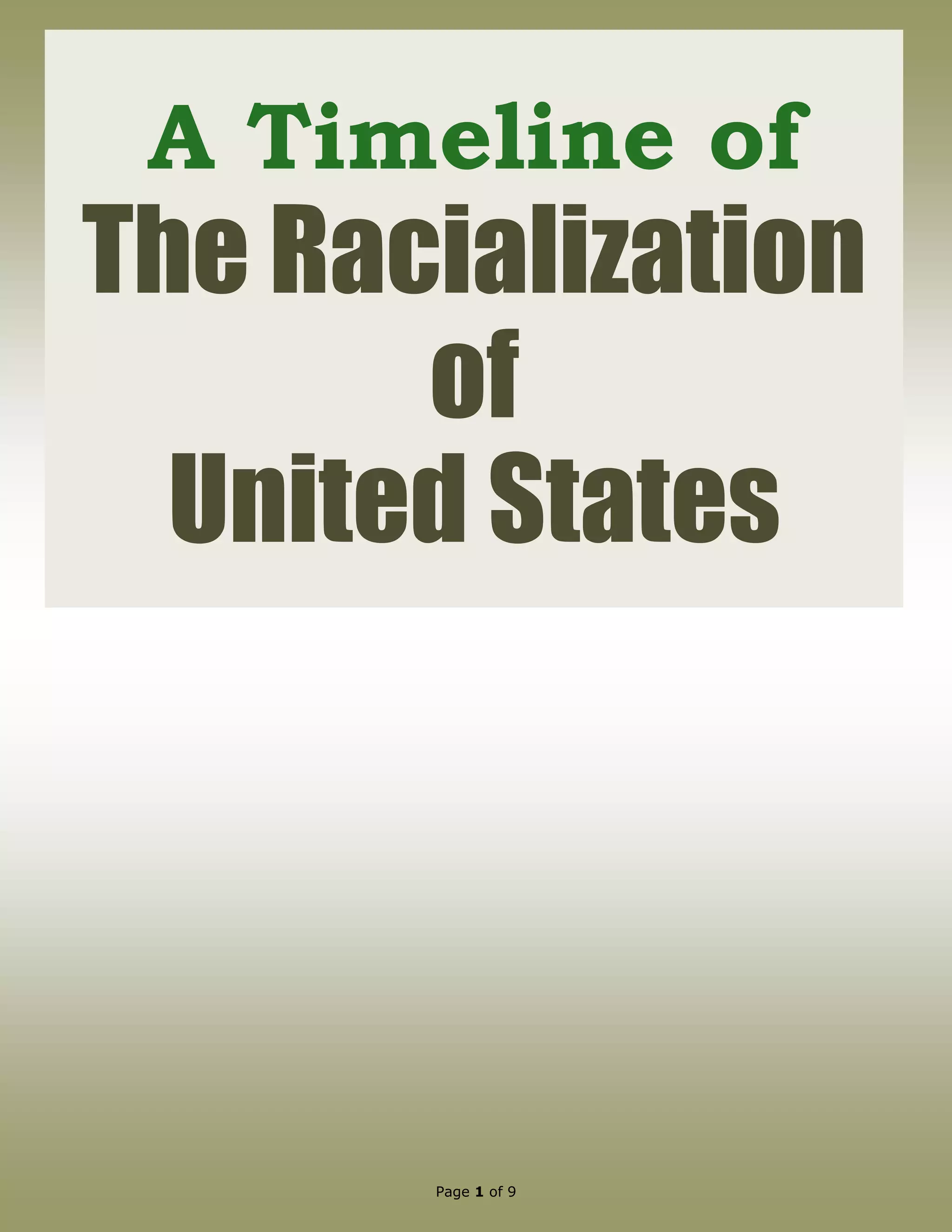 A Timeline of the Racialization of United States | PDF