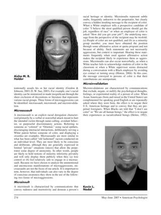 Supplementary: Racial Microaggressions | PDF