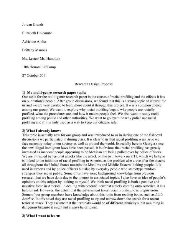 Research Design Proposal Fall 2011 | PDF