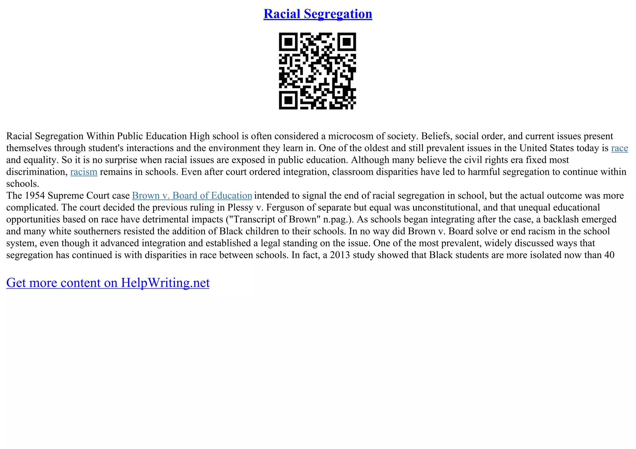 Racial Segregation | PDF | Debated Sensitive Social Issues | Sensitive ...