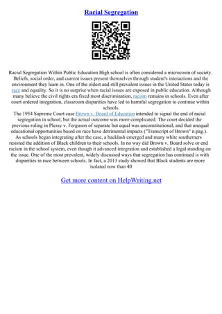 Racial Segregation Essay | PDF