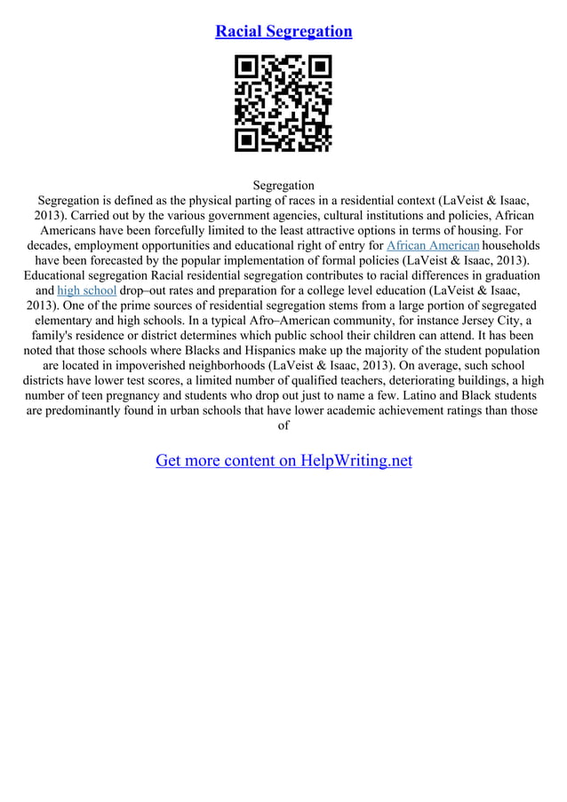 Racial Segregation Essay | PDF