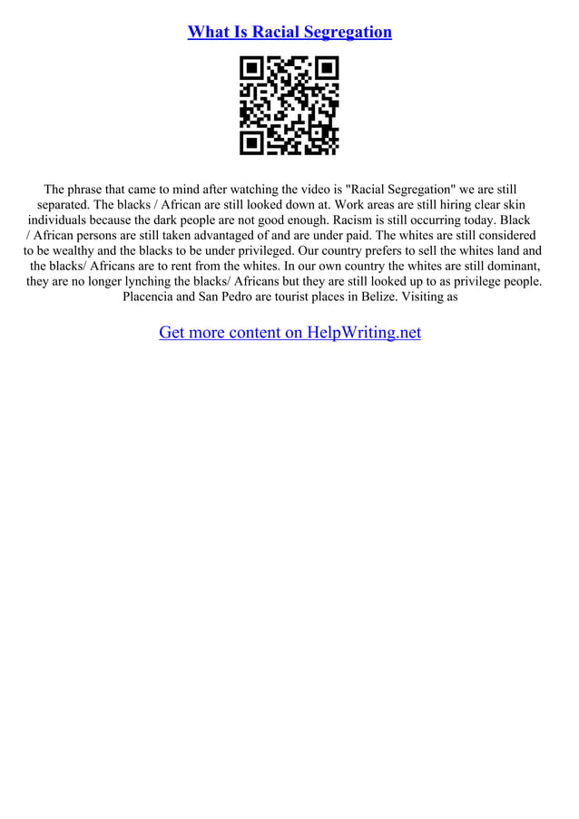 Racial Segregation Essay | PDF