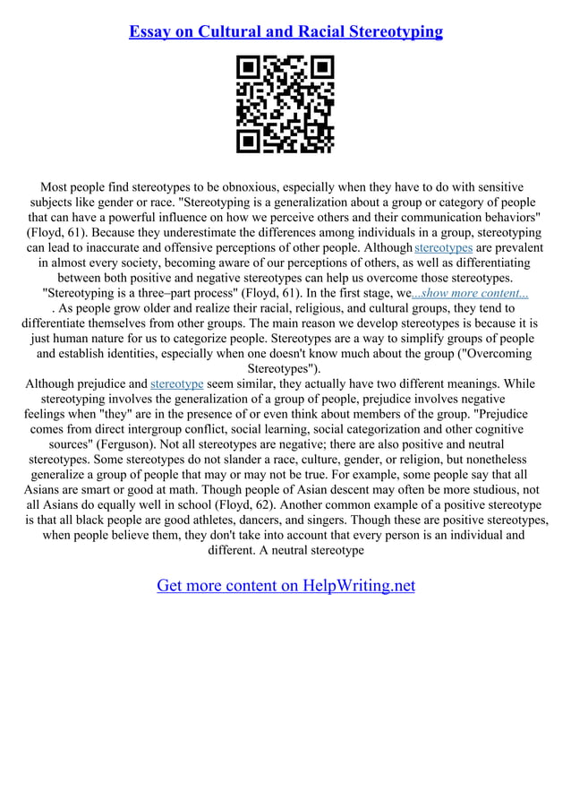 Racial Stereotypes Essay | PDF