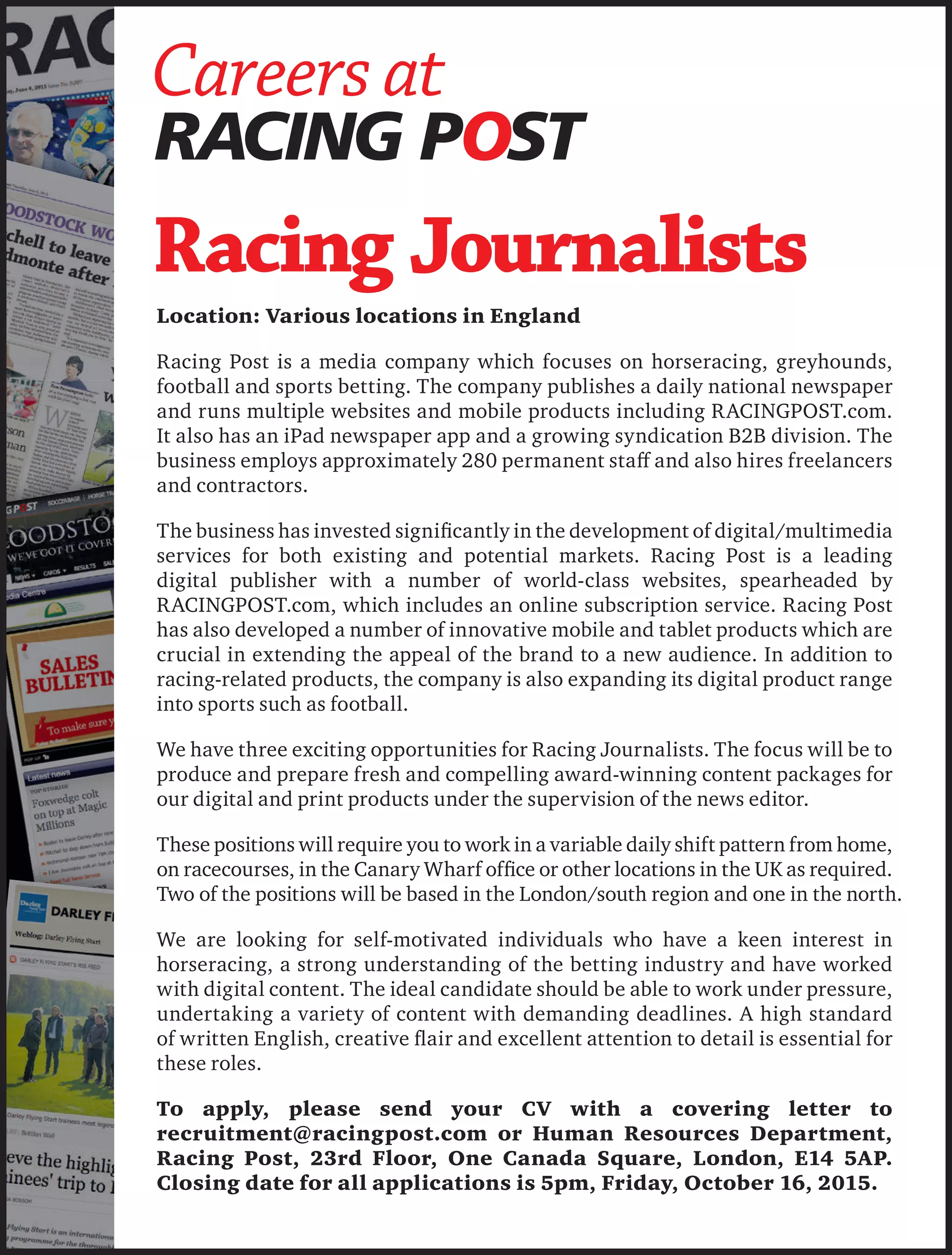 Racing Post - Racing journalists | PDF