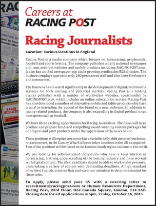 Racing Post - Racing journalists | PDF