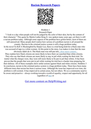 Racism Essay Conclusion | PDF