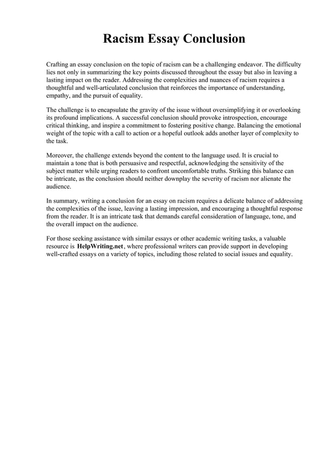 Racism Essay Conclusion | PDF | Education