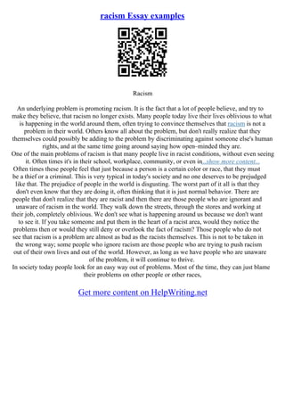 Racism Essay Topics | PDF