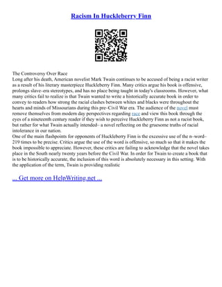 Racism In Huckleberry Finn | PDF