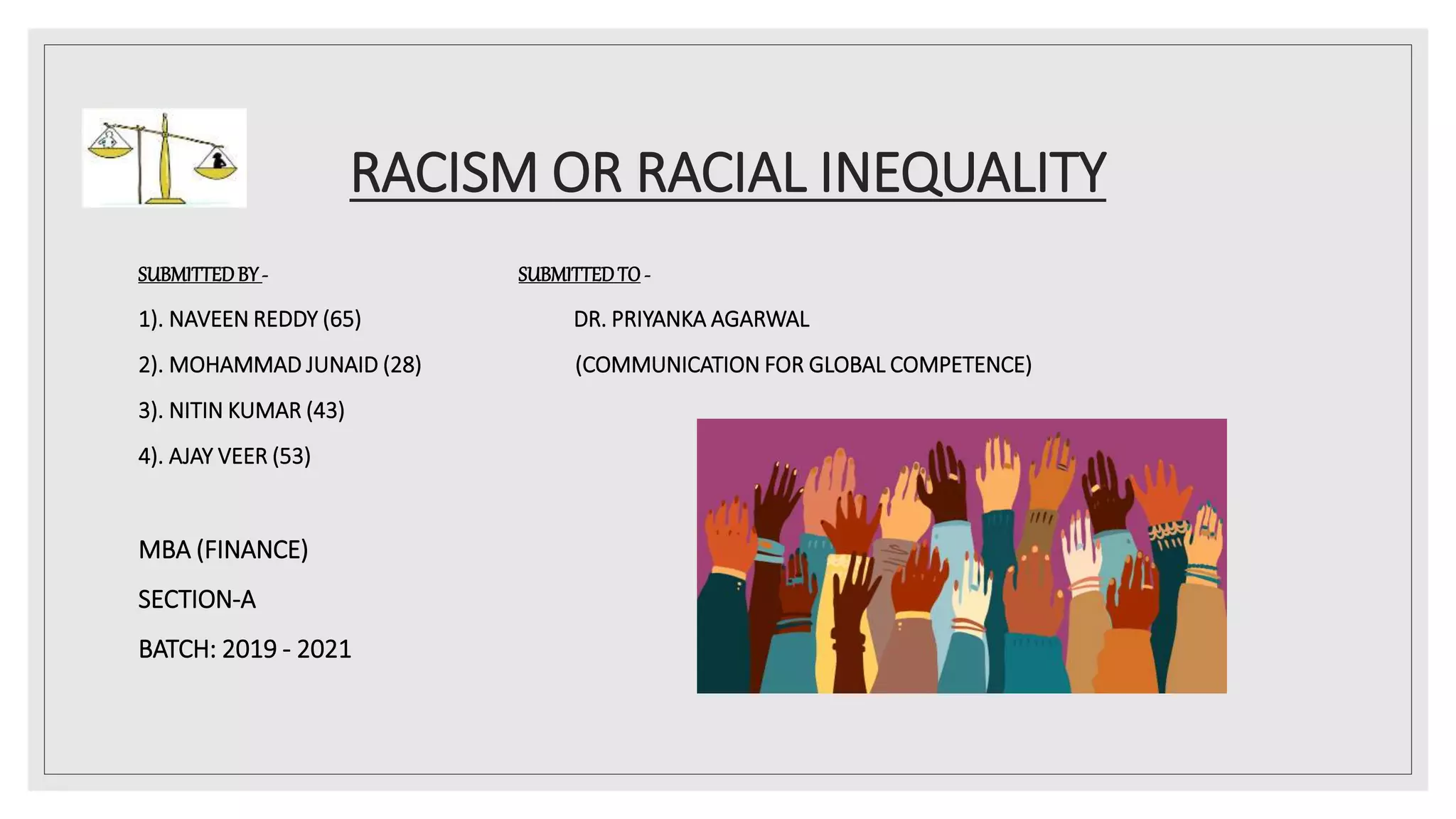 Racism or racial inequality : How to Reduce ?? | PPTX