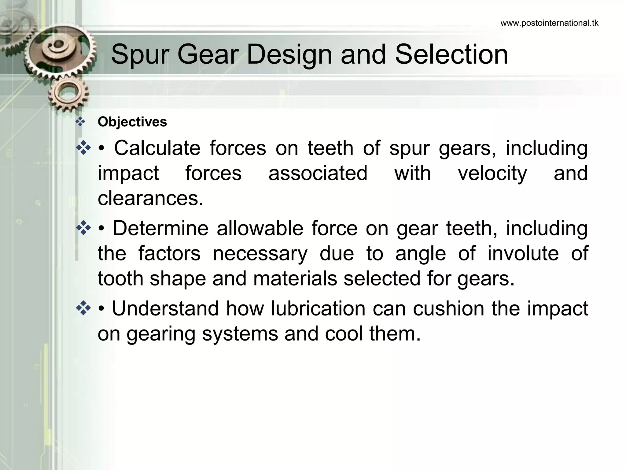 Rack and pinion gear design project. | PPTX
